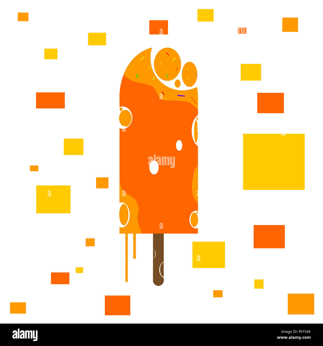 Orange ice cream or Orange ice cream bar on colorful party background ...