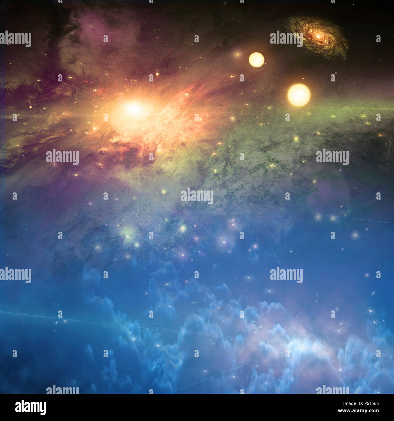 Deep space scene. Bright suns Stock Photo - Alamy