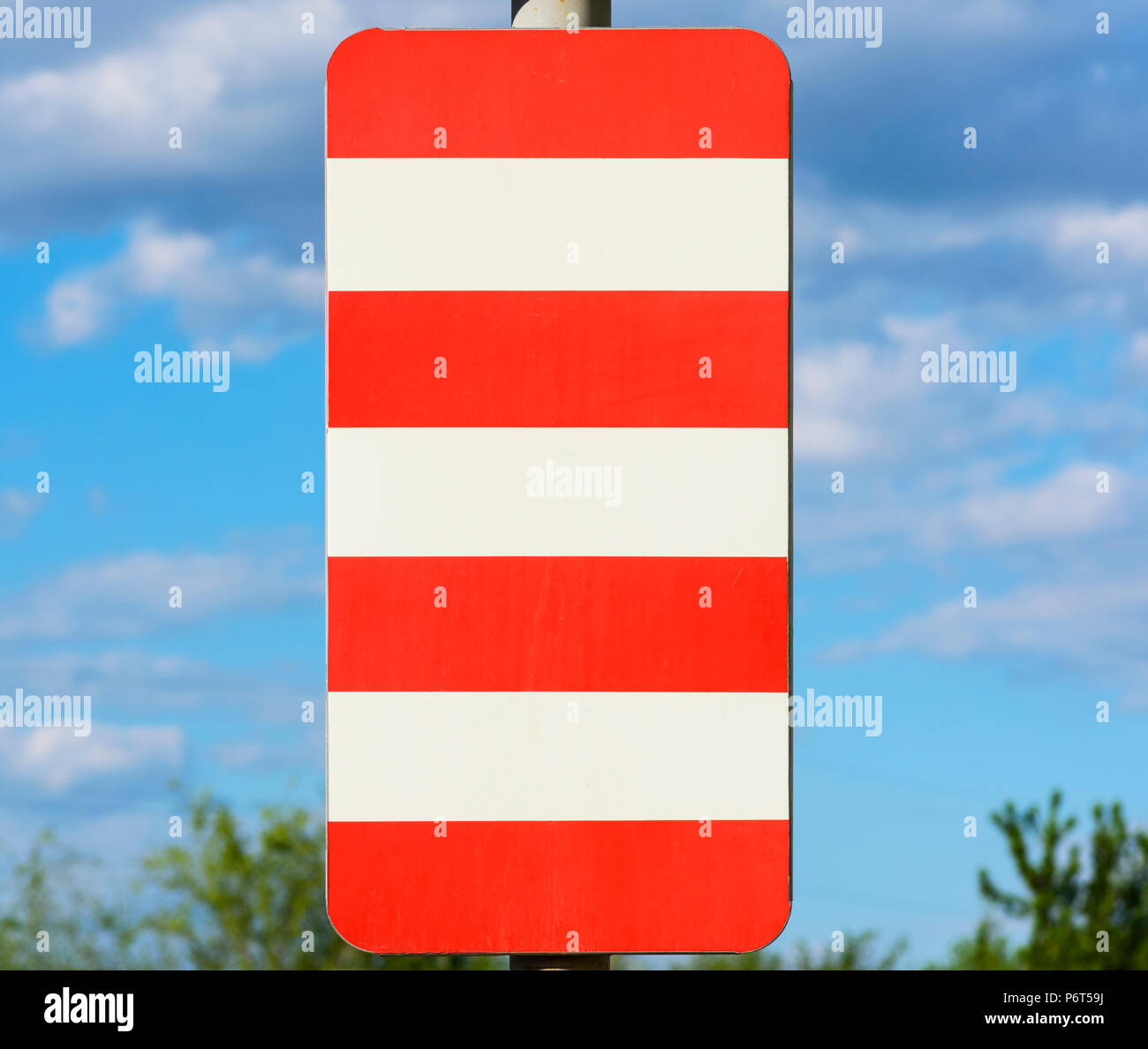rectangular road sign with a red stripe on a white background Stock ...