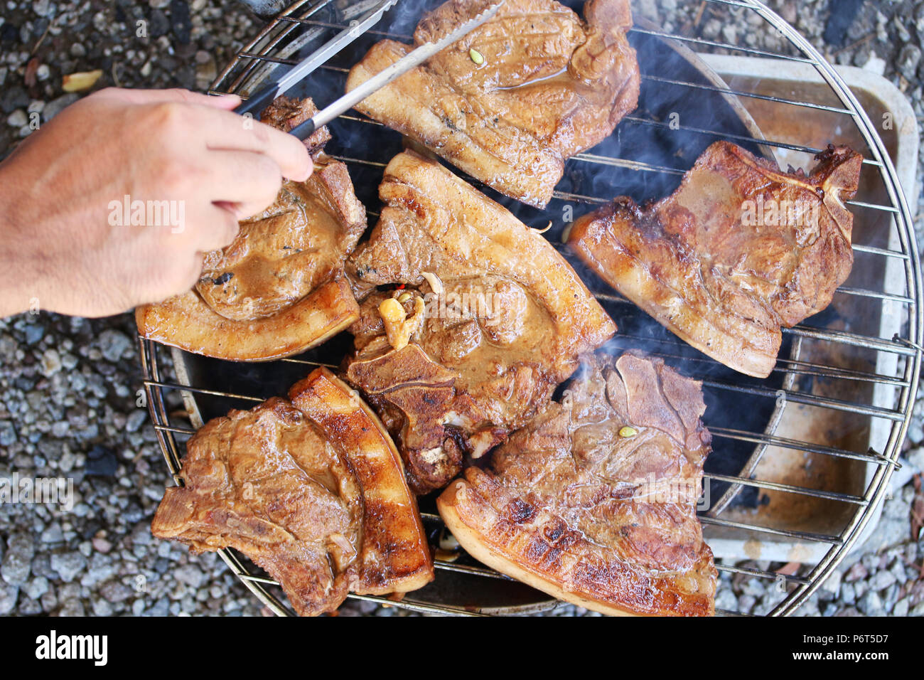 Cooking charcoal pork meat hi-res stock photography and images - Alamy