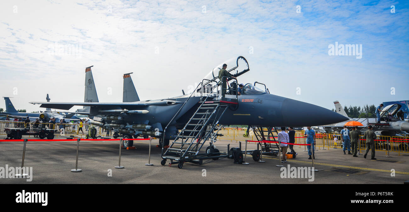 Singapore - Feb 10, 2018. A McDonnell Douglas F-15SG Eagle fighter ...