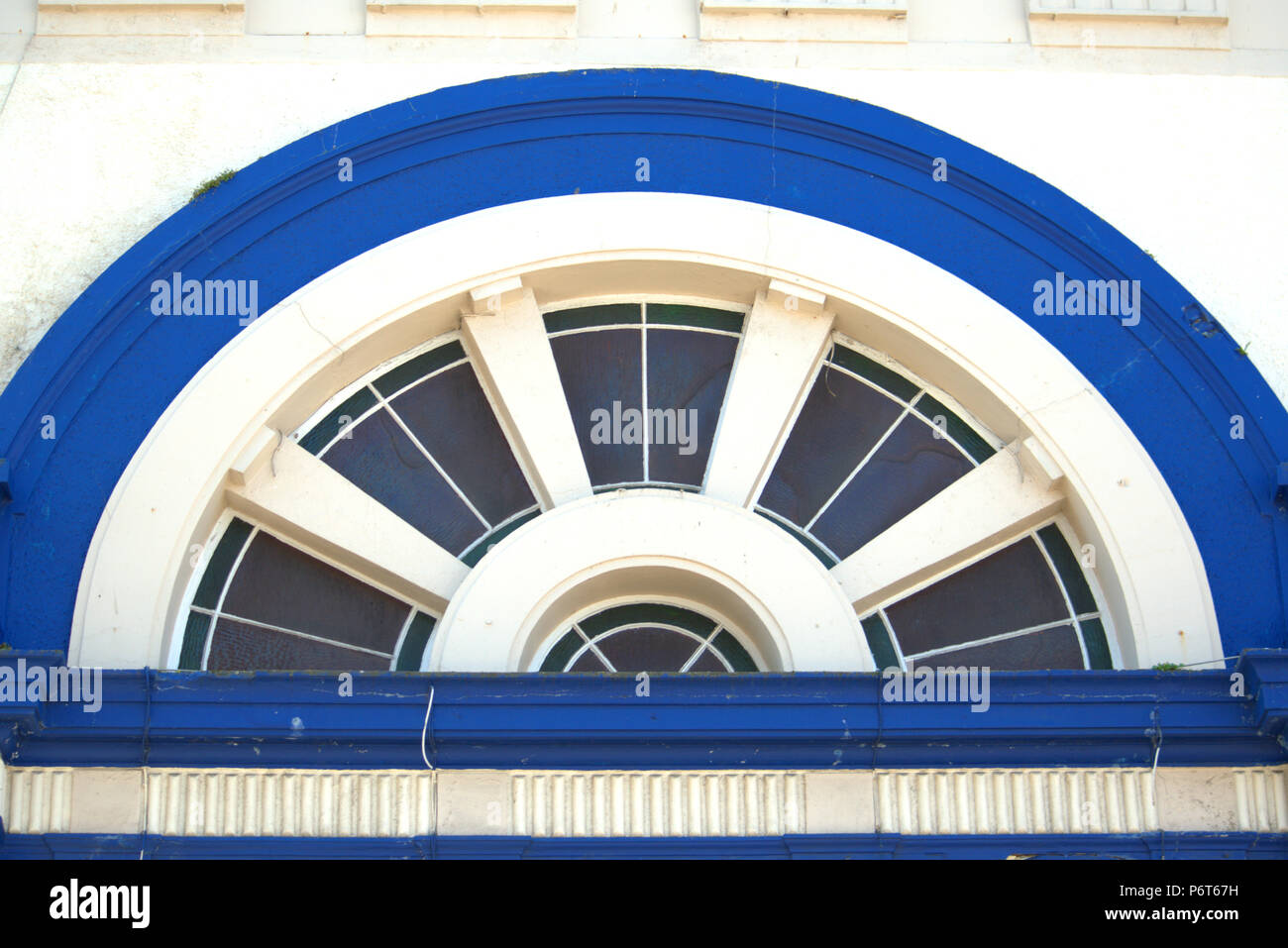 Arched window, blue and white Stock Photo - Alamy