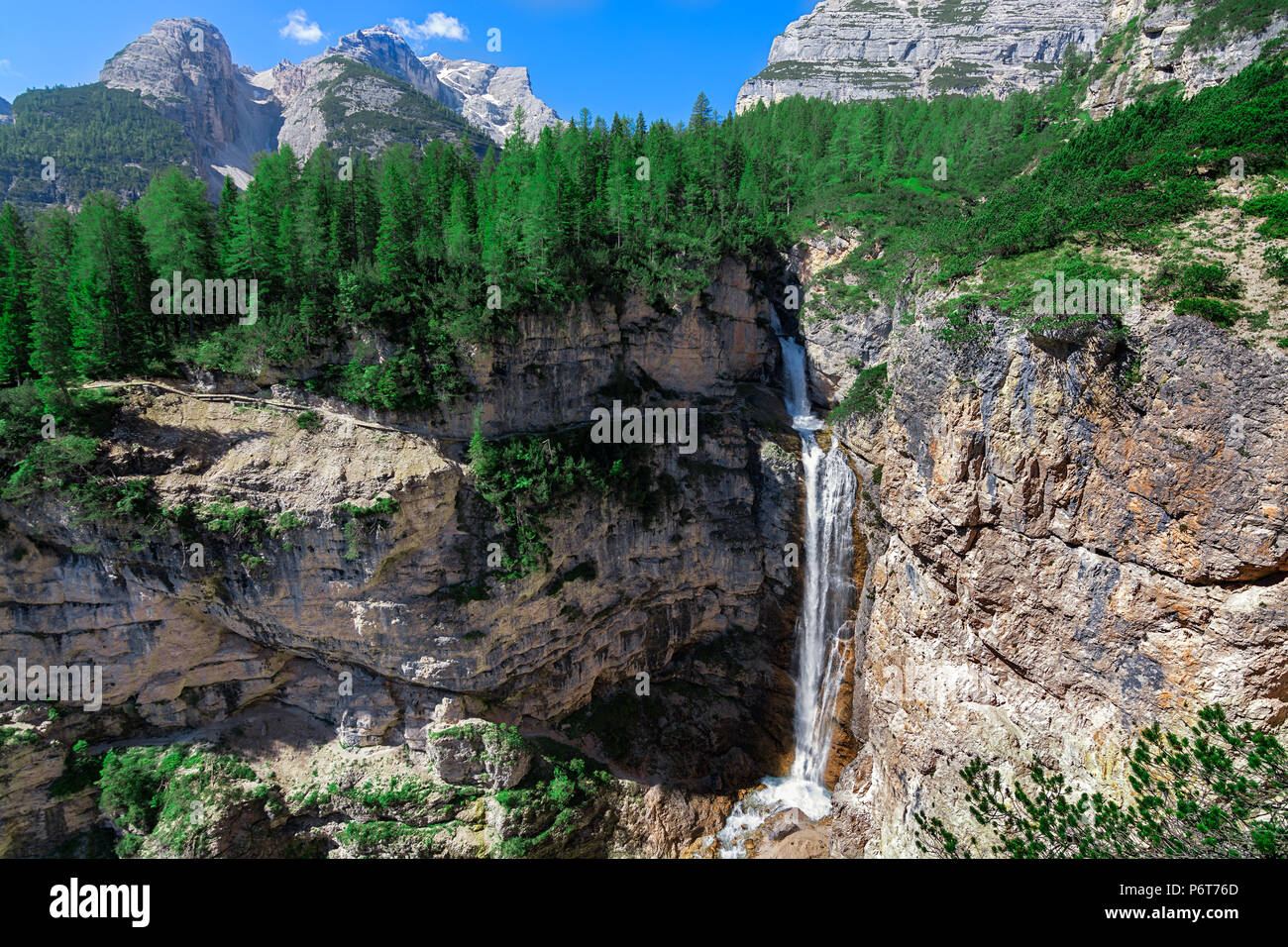 The Canyons of Fanes, Italian dolomites, and the Fanes Waterfall Stock ...