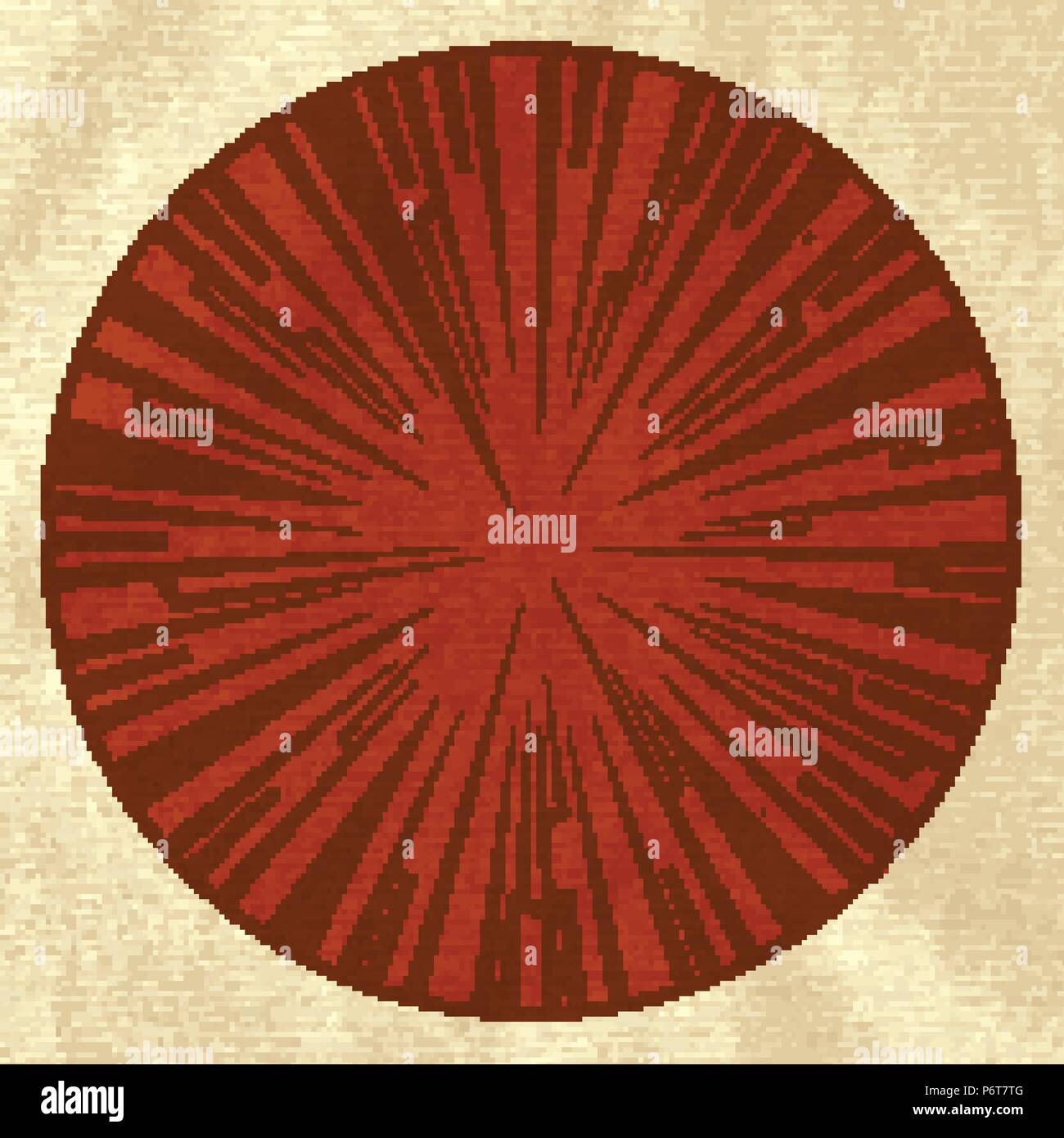 Textured Vintage Brown Crispy Paper with Red Circular Border and Tribal ...