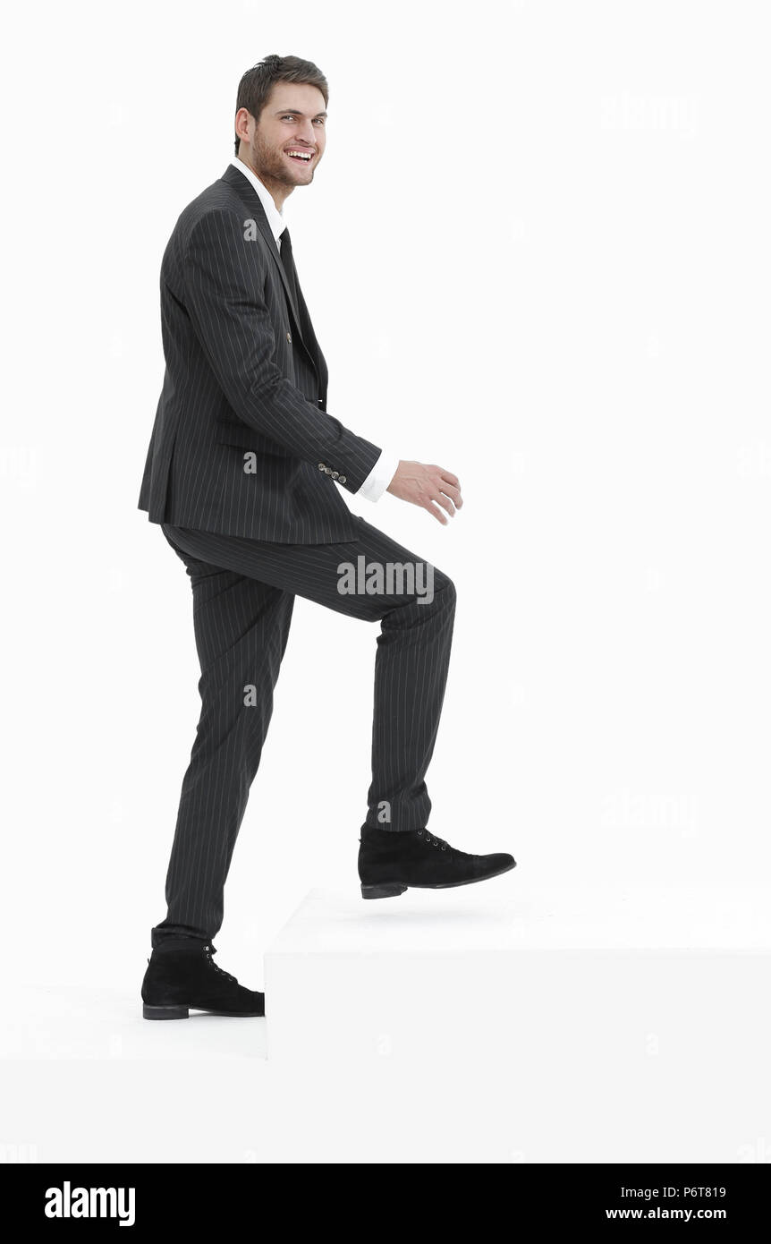 full growth.businessman taking a step forward.isolated on white Stock ...