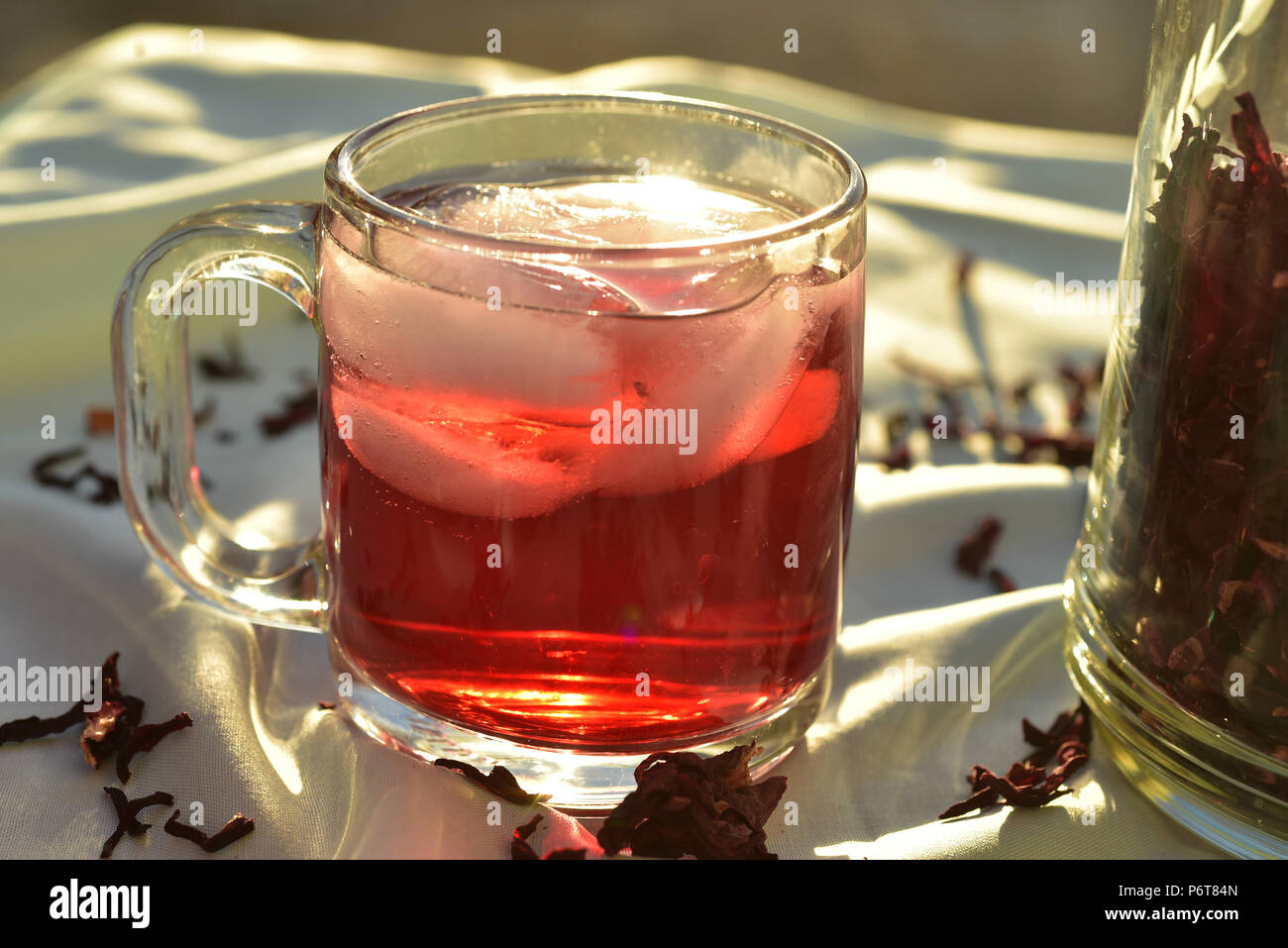 ice tea cold drink made with Hibiscus flower petals Stock Photo - Alamy