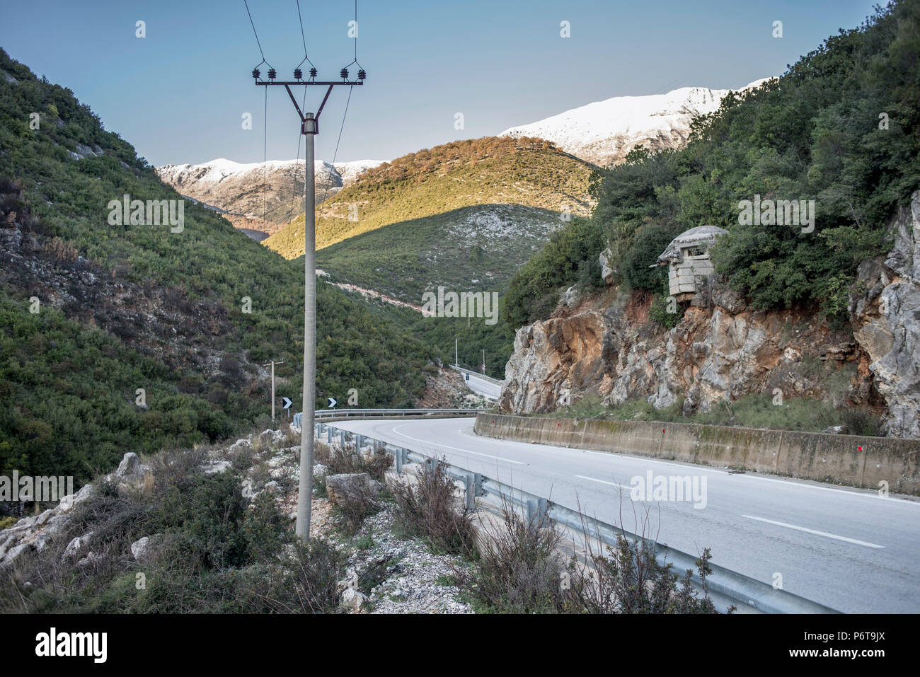 Bunkers by the road along the sea from Saranda to Vlora, Albania Stock ...
