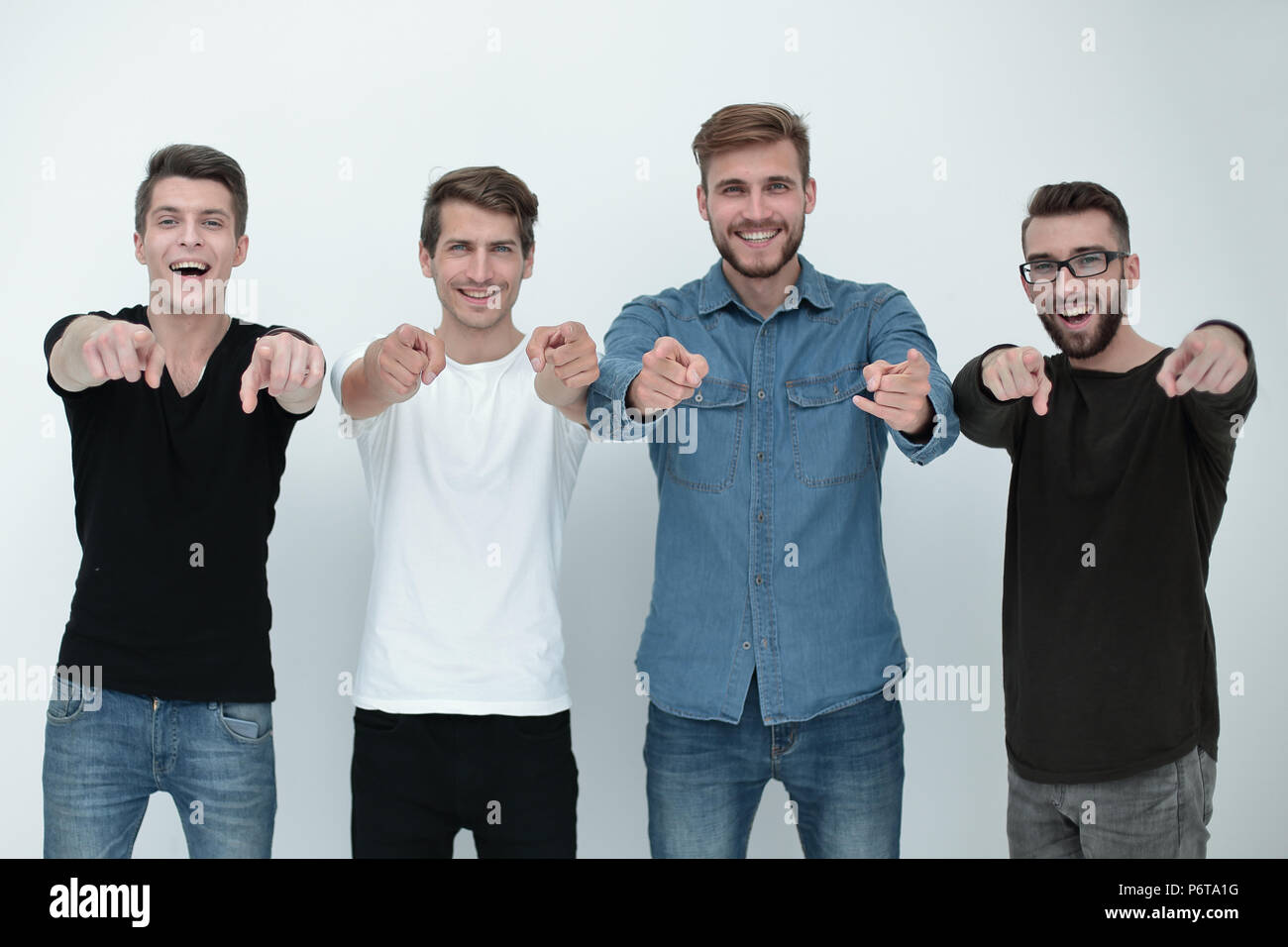 group of young people are pointing at you Stock Photo - Alamy
