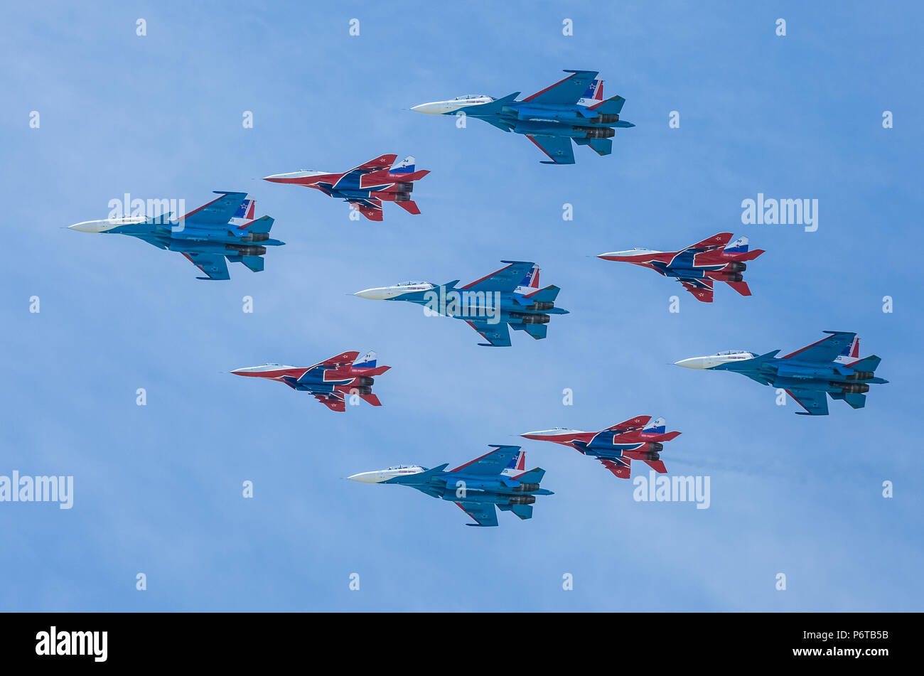 Moscow, RUSSIA - MAY 9 2018: Military aircraft parade on Victory Day ...