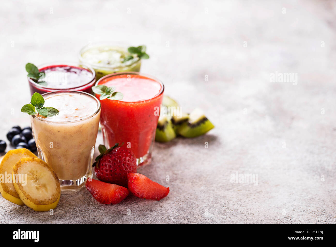 Assortment of various healthy smoothies Stock Photo - Alamy