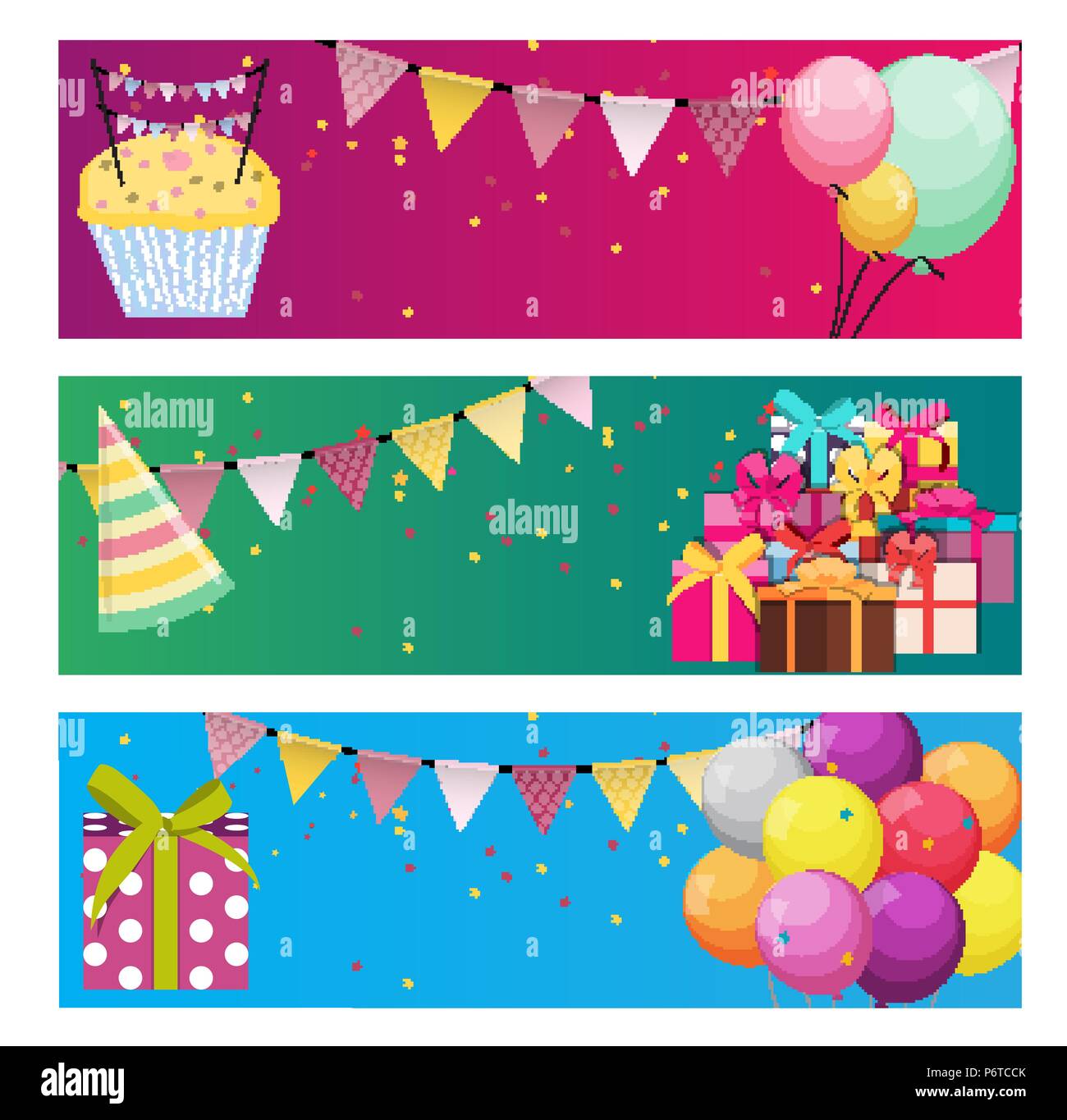 Party Background Baner with Flags and Balloons Vector Illustration ...