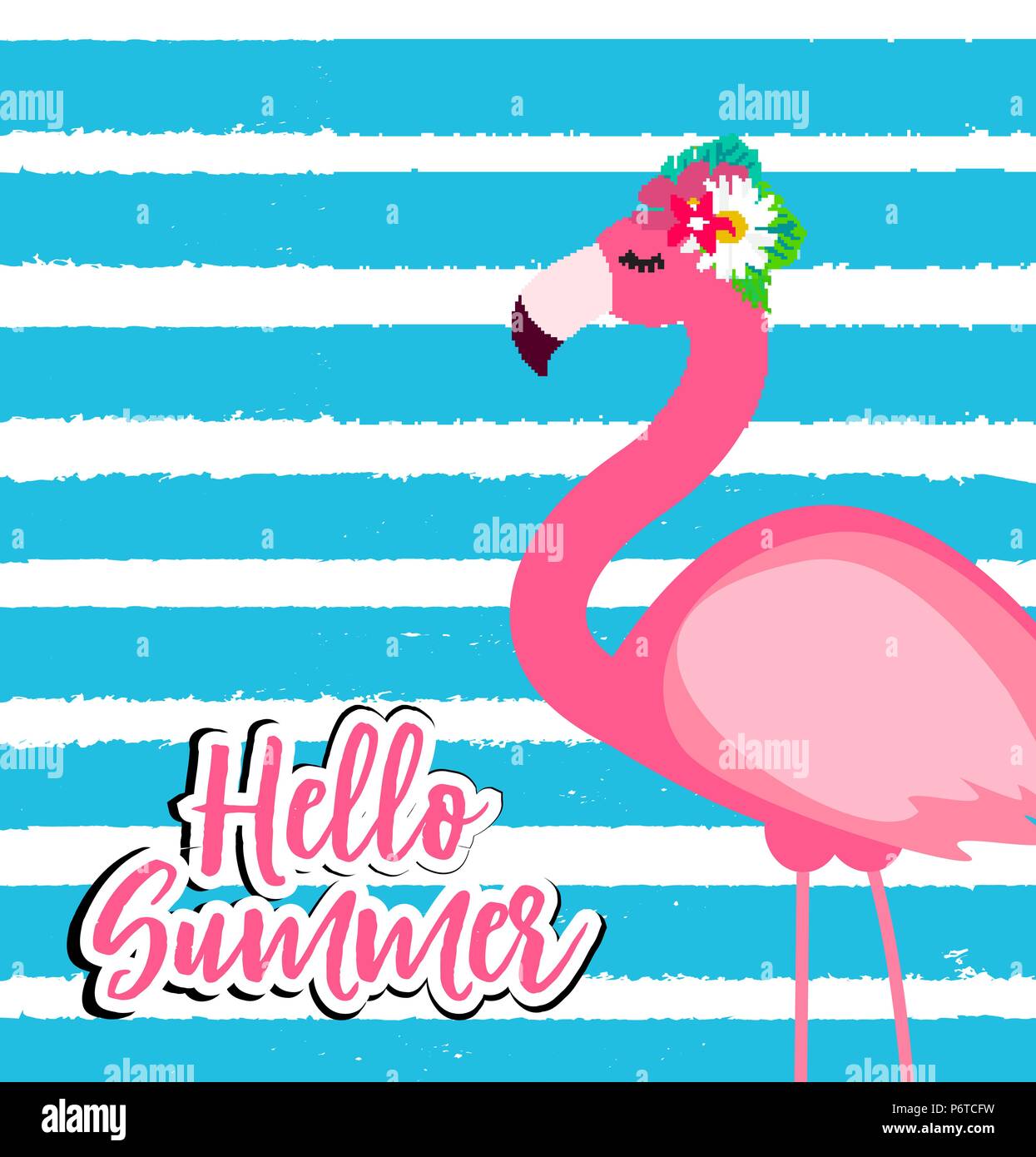 Cute Pink Flamingo Summer Background Vector Illustration Stock Vector ...
