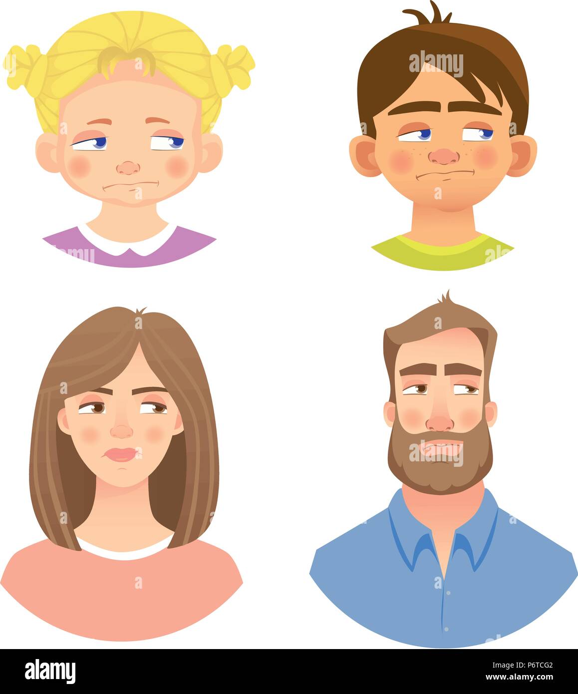 Emotions of human face. Set of avatars with different emotions. Vector ...