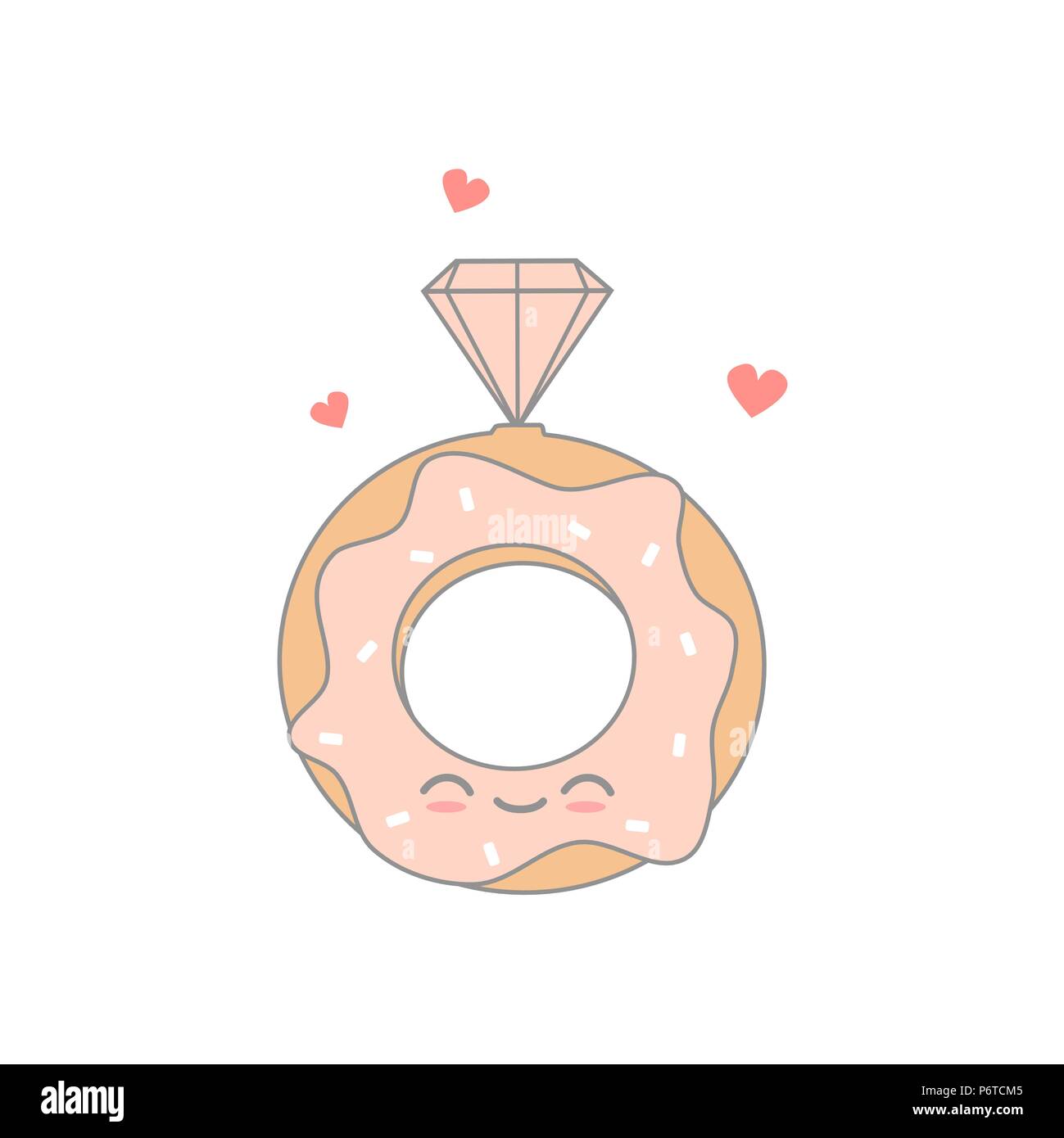 donut diamond engagement ring funny concept vector illustration Stock ...