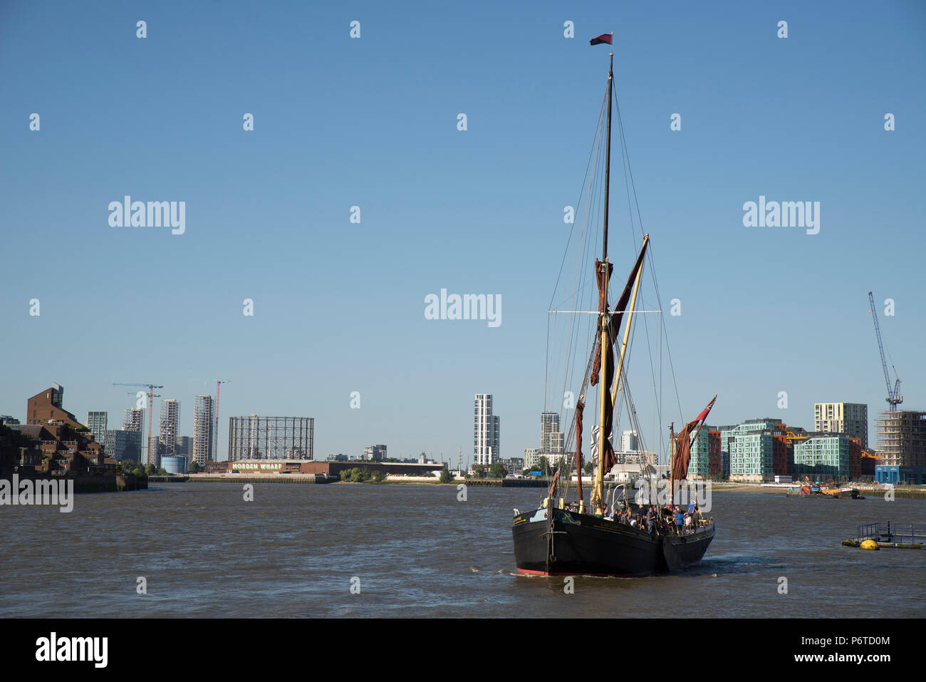 Tall sailing barge at Greenwich pier in London Stock Photo - Alamy