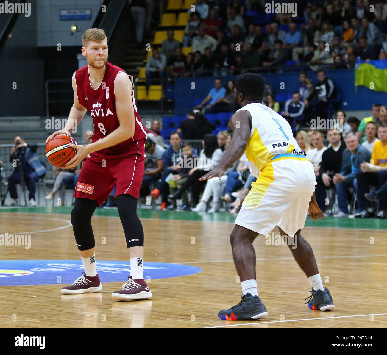 KYIV, UKRAINE - JULY 1, 2018: Davis Bertans of Latvia in action during ...
