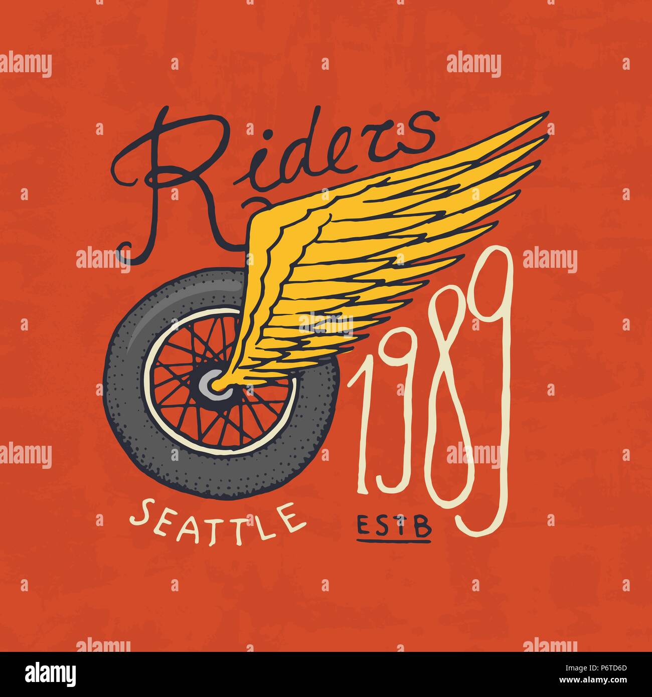 Motorcycles and biker club template. Vintage custom emblem, label badge ...