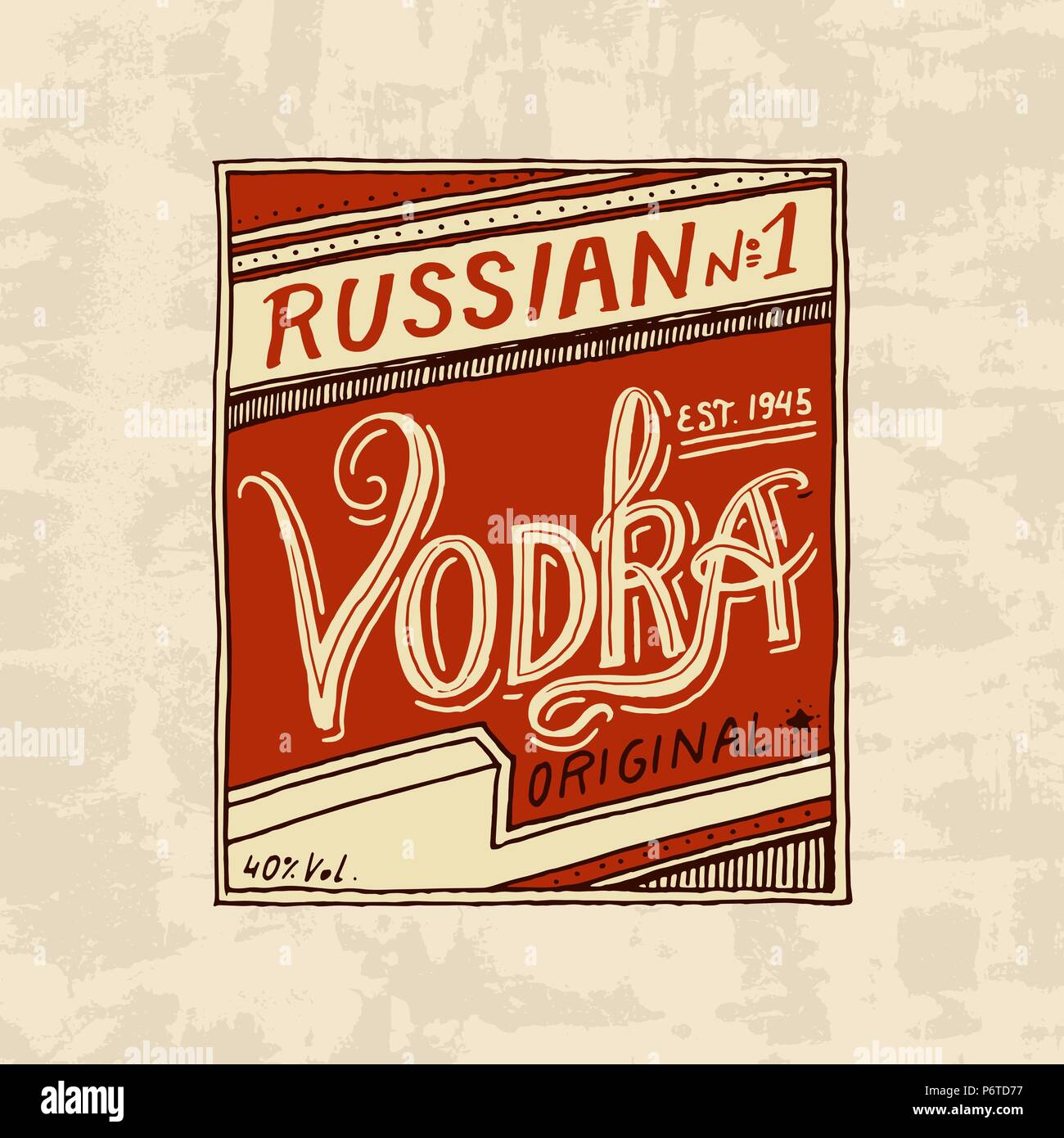 Vintage Russian Vodka label badge. Strong Alcohol logo with ...
