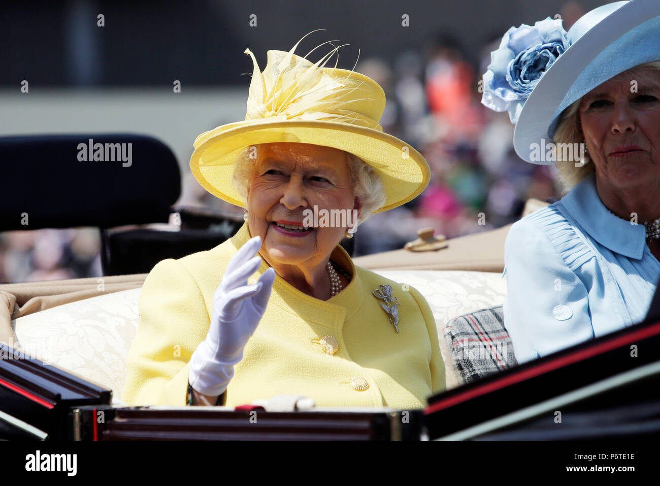 Royal Ascot, Royal Procession. Queen Elizabeth the Second arriving at ...