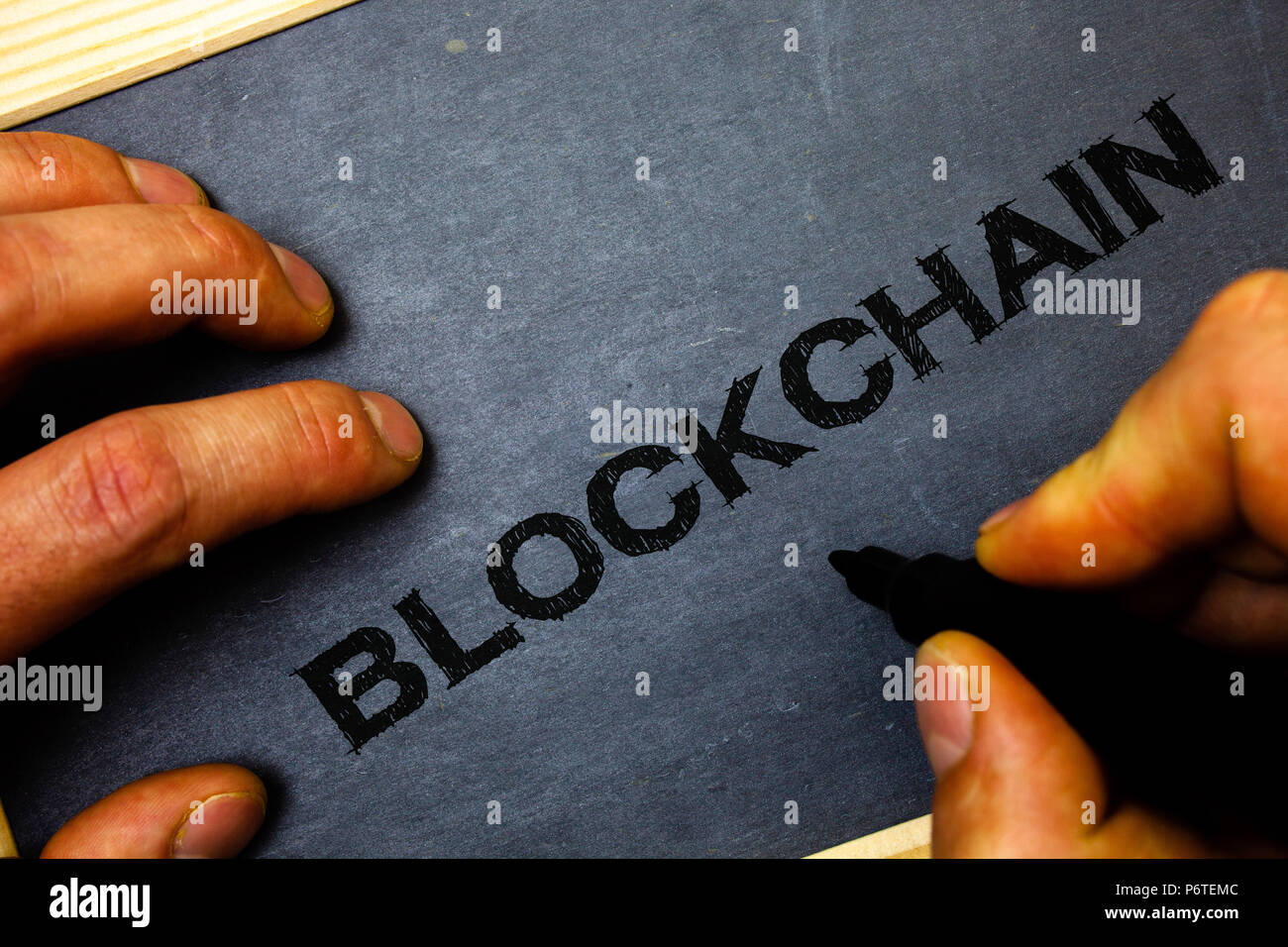 Word writing text Blockchain. Business concept for Register Log ...