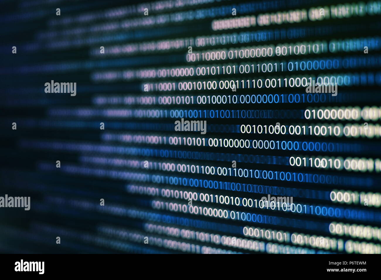 blocks of binary data. Blockchain concept. blue background with ...