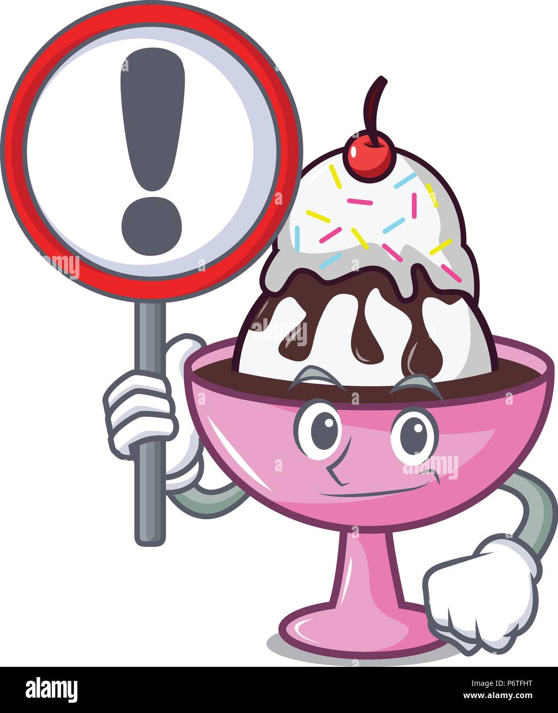 With sign ice cream sundae character cartoon Stock Vector Image & Art ...