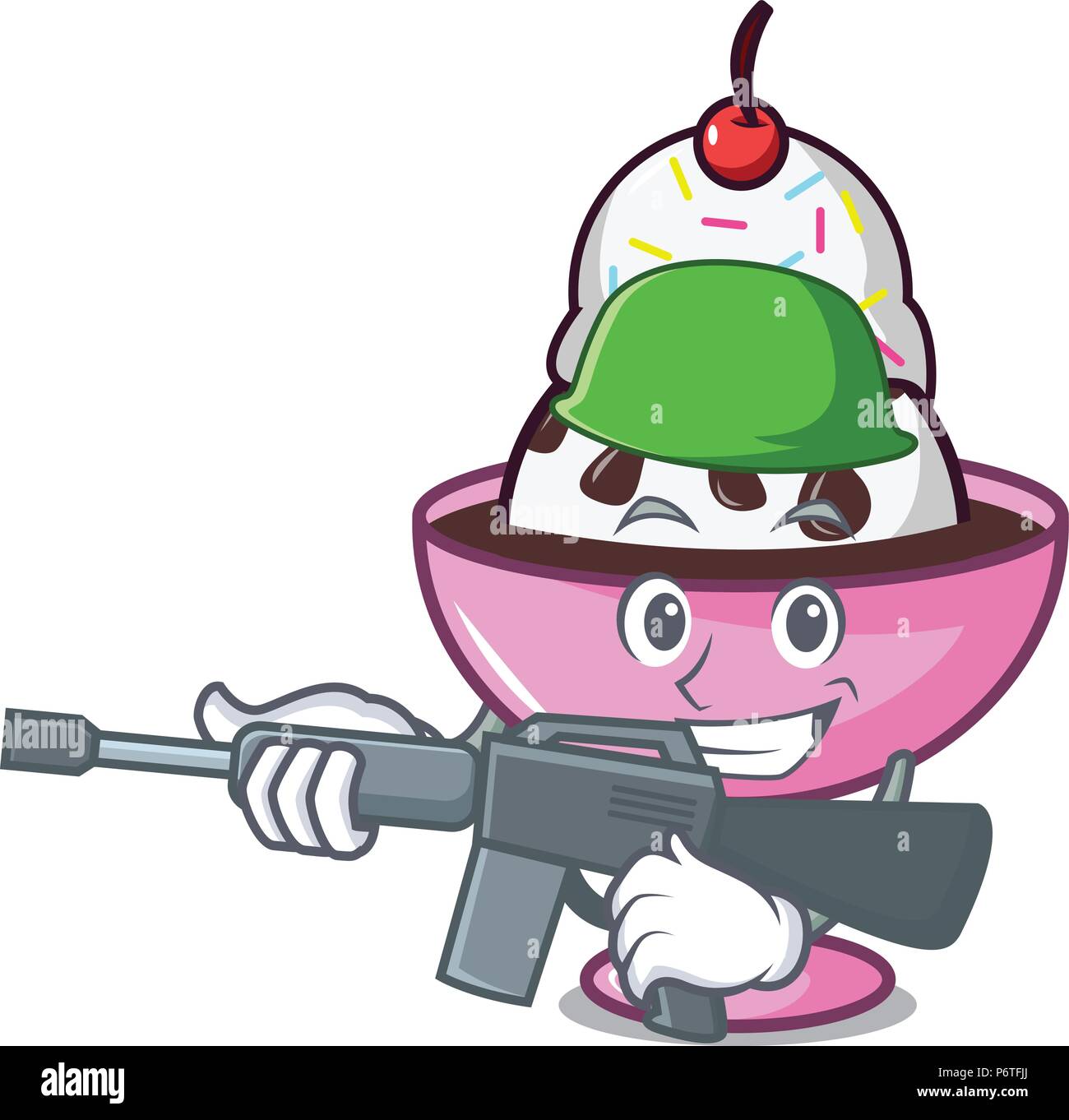 Army ice cream sundae character cartoon Stock Vector Image & Art - Alamy