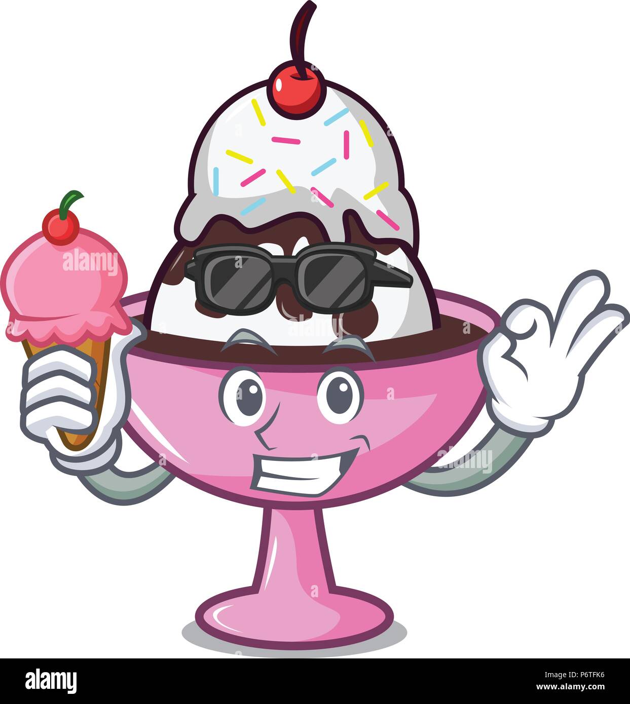 With ice cream ice cream sundae character cartoon Stock Vector Image ...