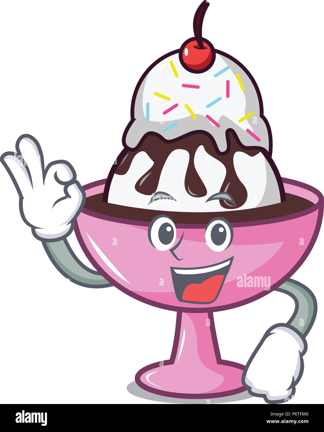 Okay ice cream sundae character cartoon Stock Vector Image & Art - Alamy