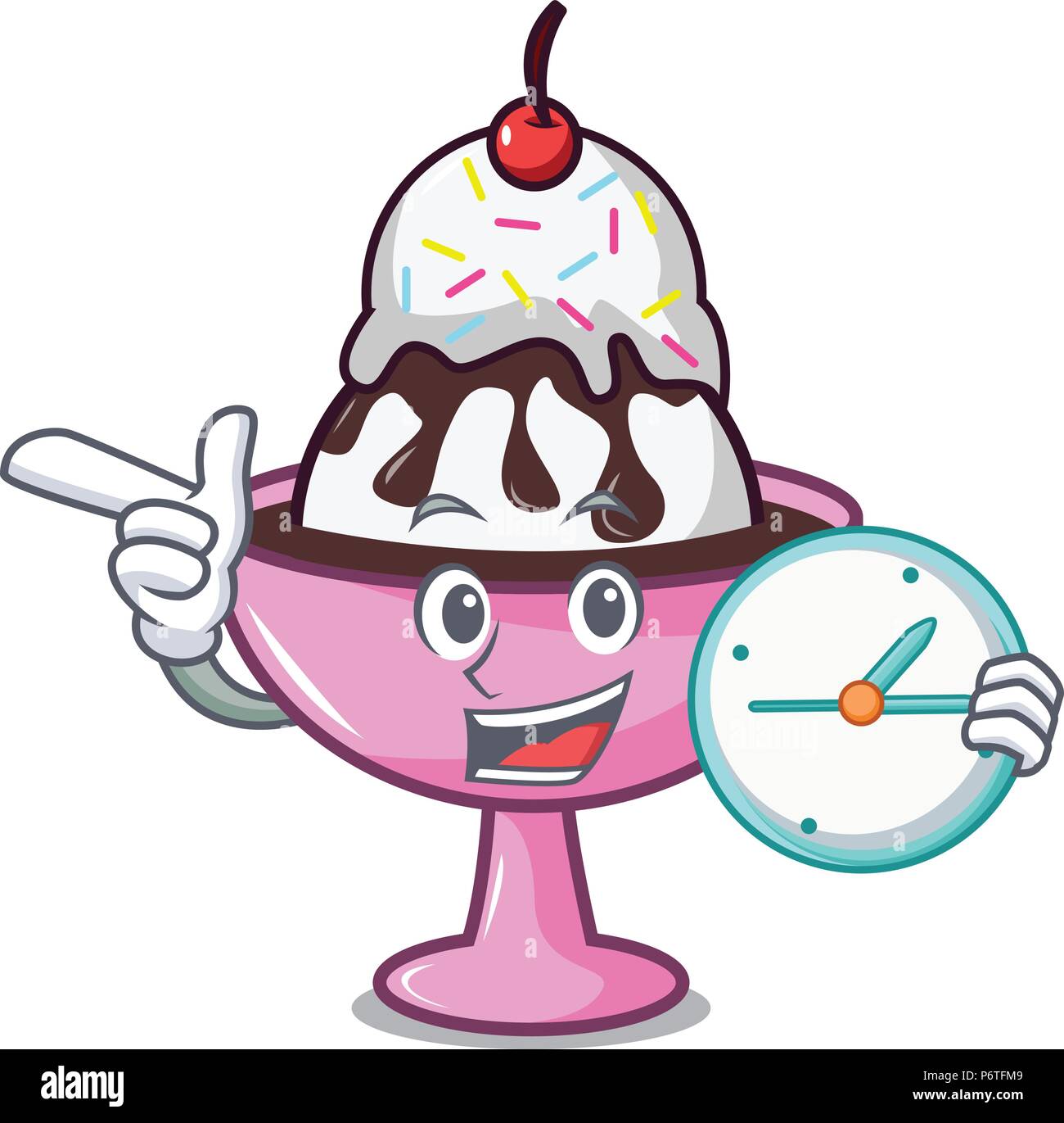 With clock ice cream sundae character cartoon Stock Vector Image & Art ...