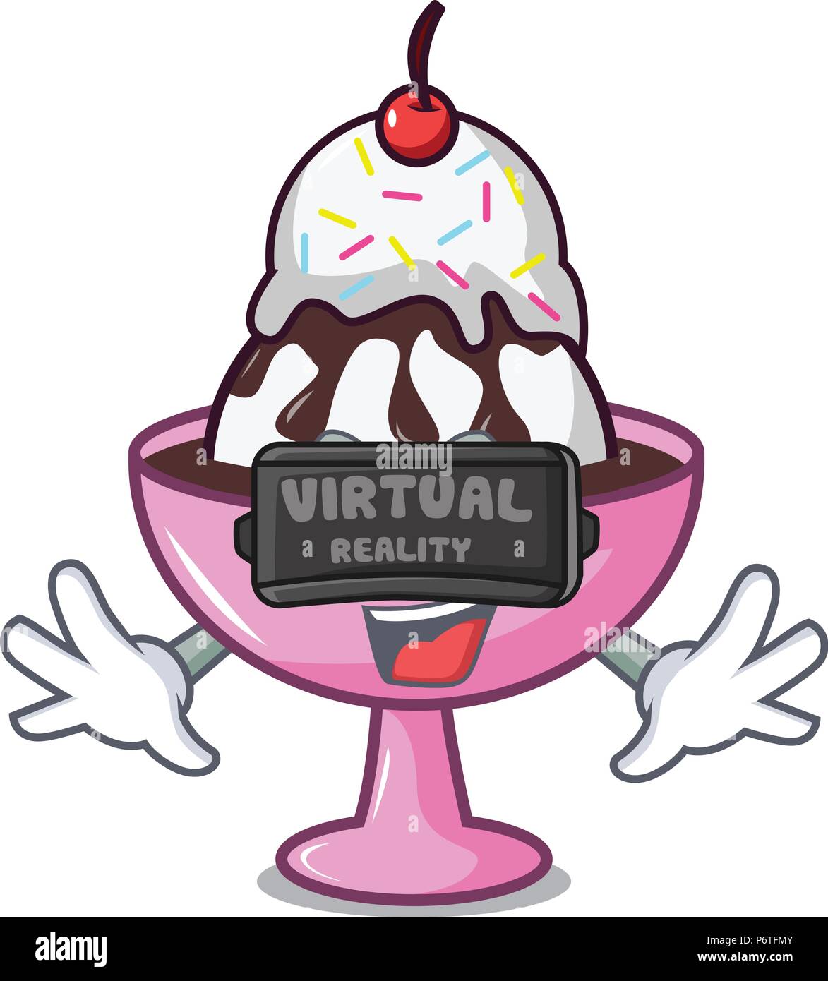 Virtual reality ice cream sundae mascot cartoon Stock Vector Image ...