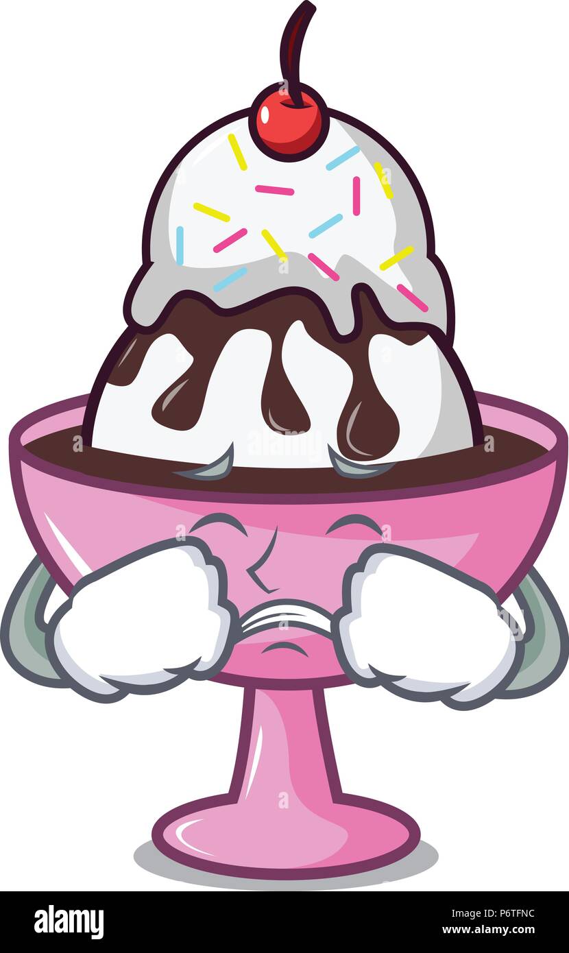 Crying ice cream sundae mascot cartoon Stock Vector Image & Art - Alamy