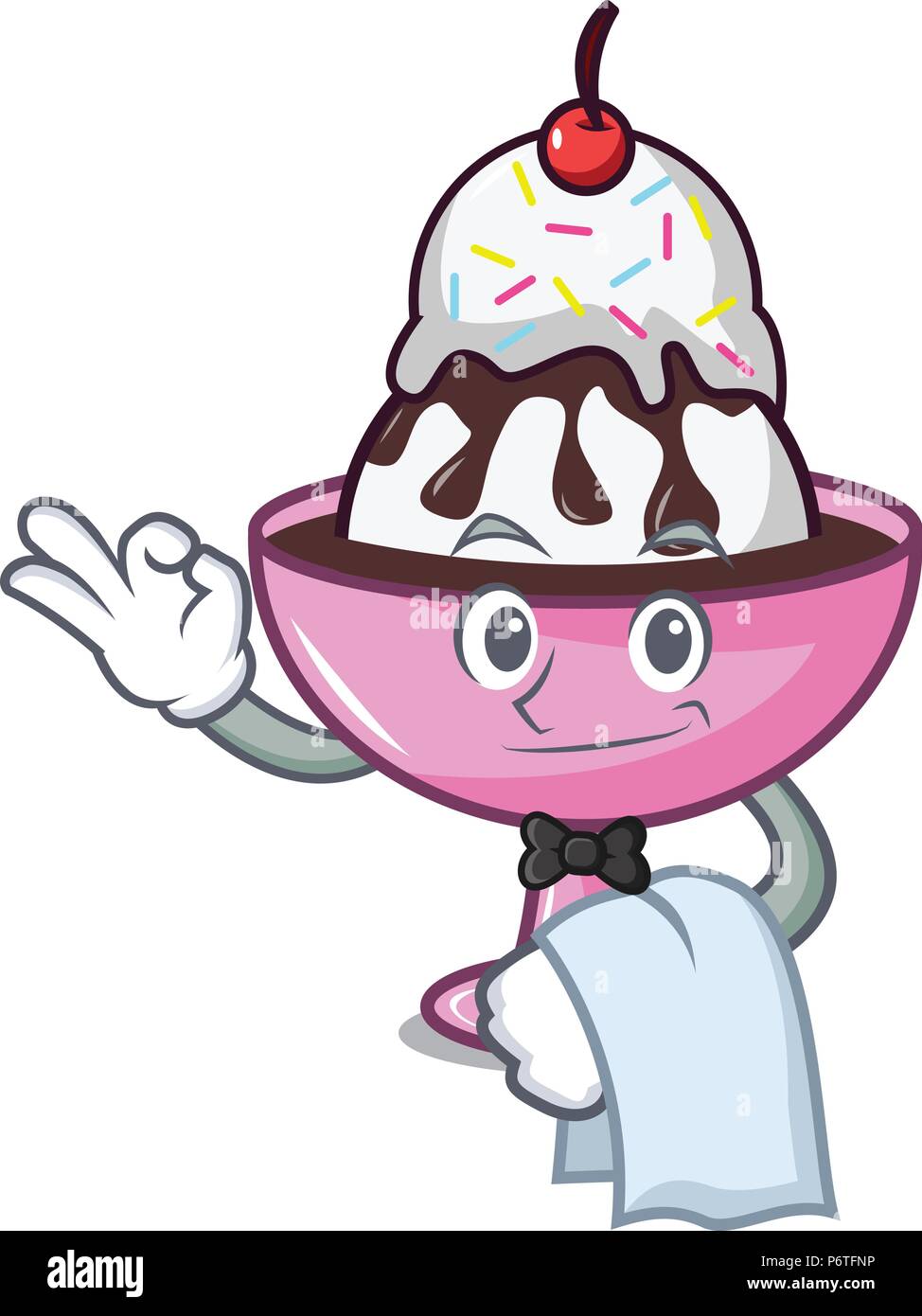 Waiter ice cream sundae mascot cartoon Stock Vector Image & Art - Alamy