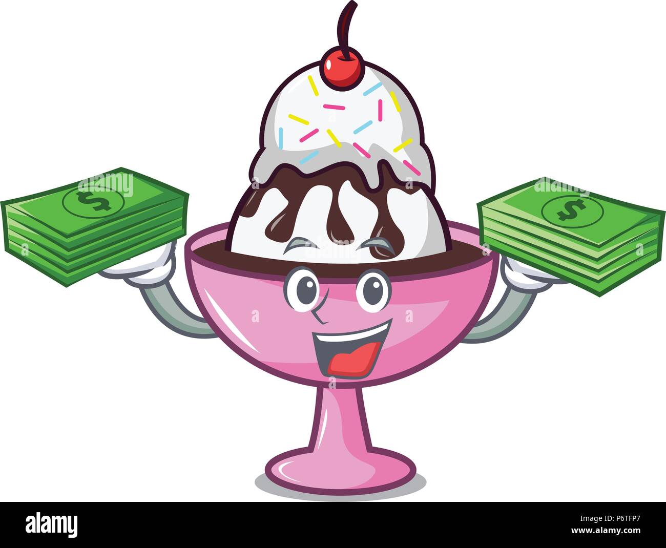 With money bag ice cream sundae mascot cartoon Stock Vector Image & Art ...