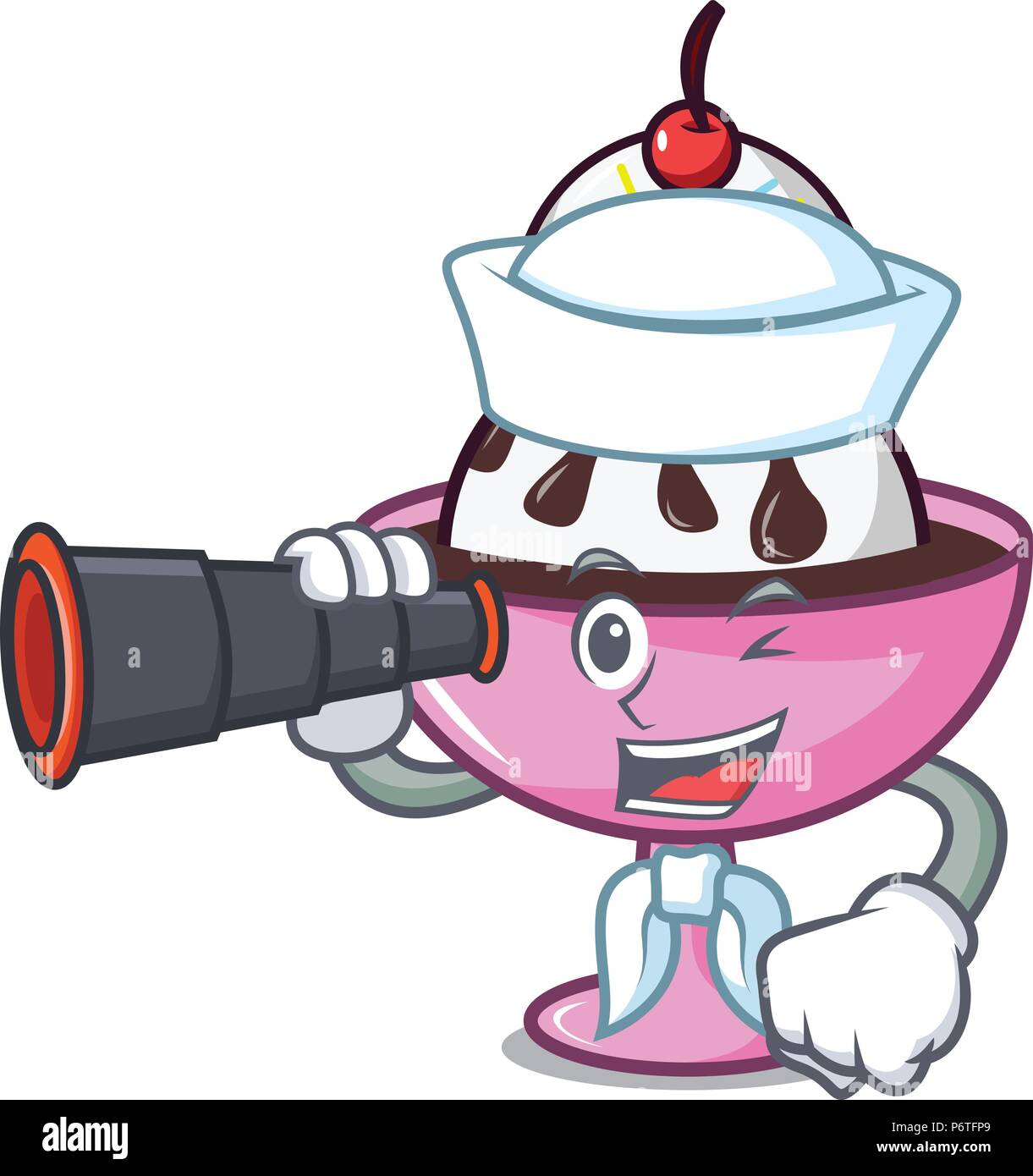 Sailor with binocular ice cream sundae mascot cartoon Stock Vector ...