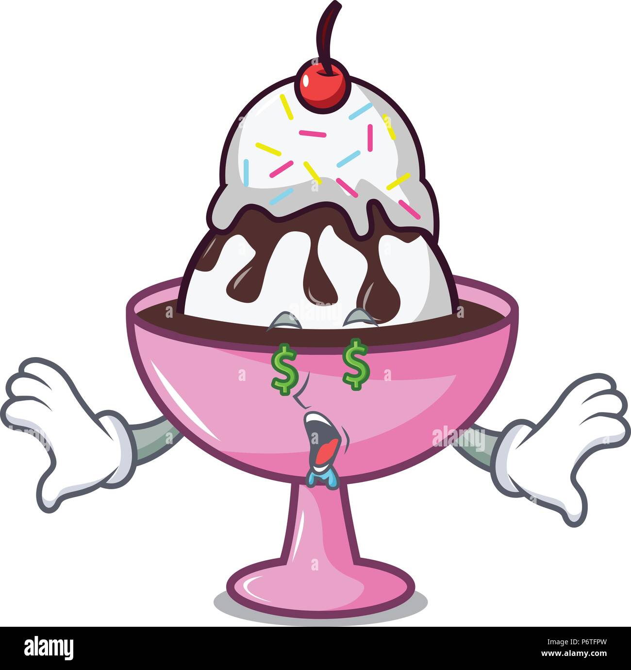 Money eye ice cream sundae mascot cartoon Stock Vector Image & Art - Alamy