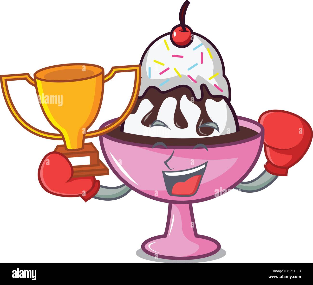 Boxing winner ice cream sundae mascot cartoon Stock Vector Image & Art ...