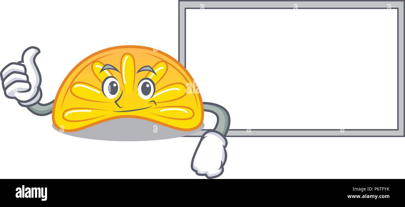 Thumbs up with board orange jelly candy character cartoon Stock Vector ...