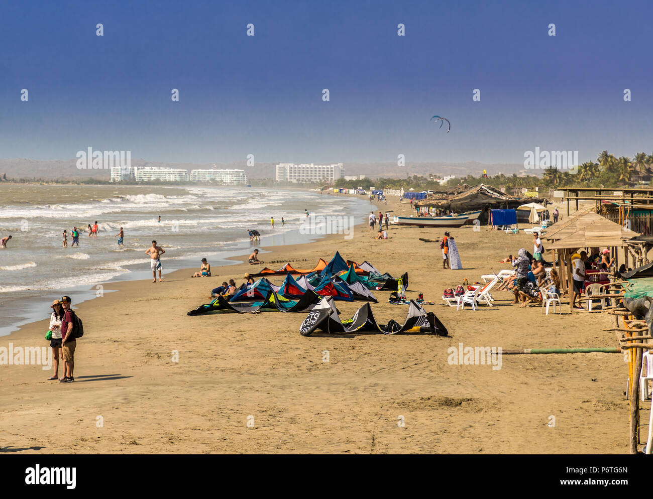 A typical view of la boquilla beach near Cartagena Colombia Stock Photo ...
