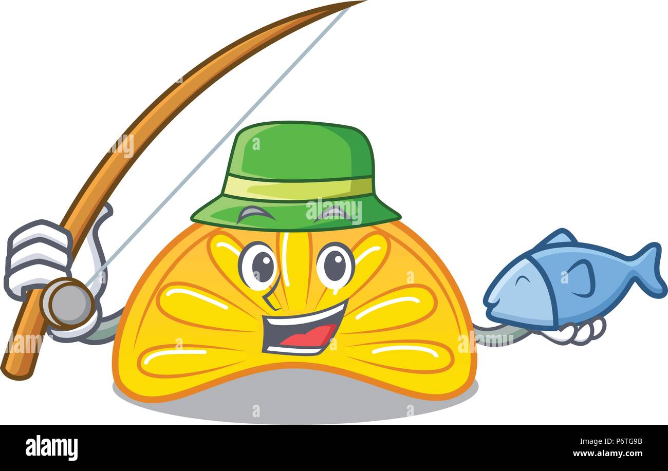 Fishing orange jelly candy mascot cartoon Stock Vector Image & Art - Alamy