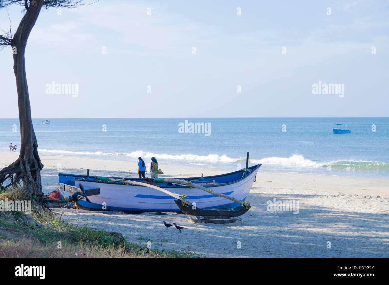 Beautiful landscape the boat against the background of the Arabian blue ...