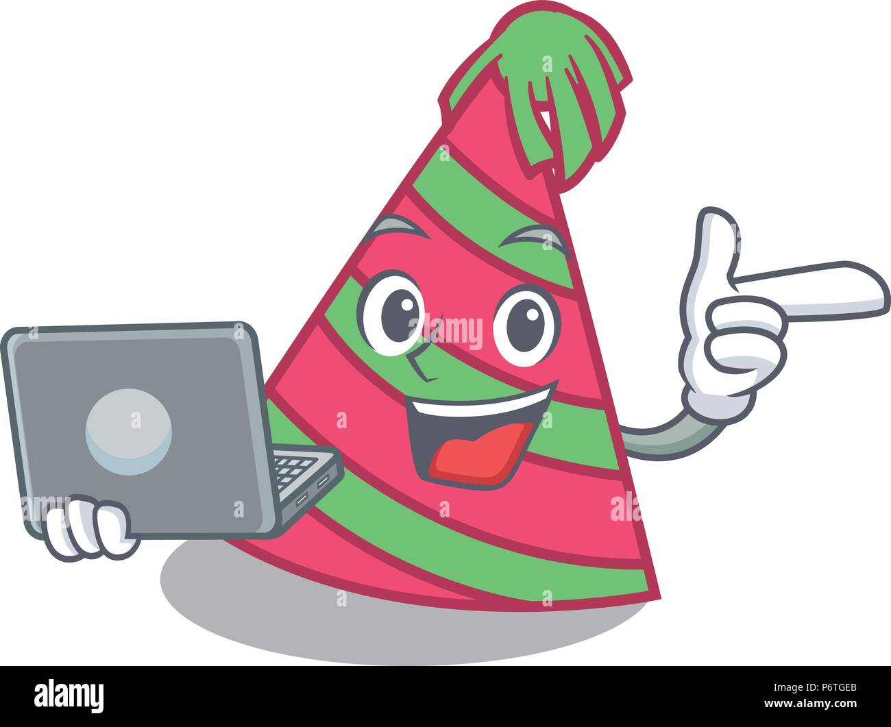 With laptop party hat character cartoon Stock Vector Image & Art - Alamy