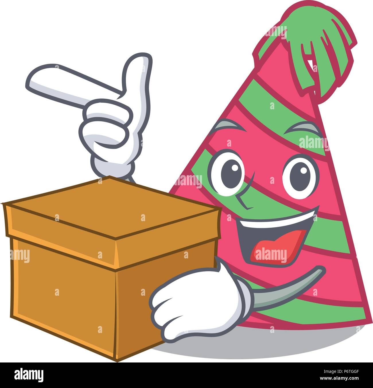 With box party hat character cartoon Stock Vector Image & Art - Alamy