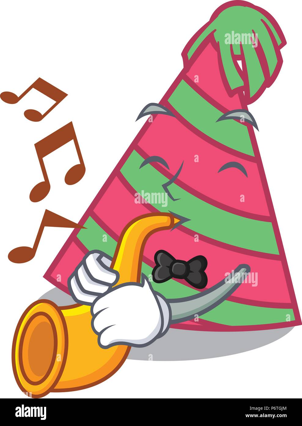With trumpet party hat mascot cartoon Stock Vector Image & Art - Alamy