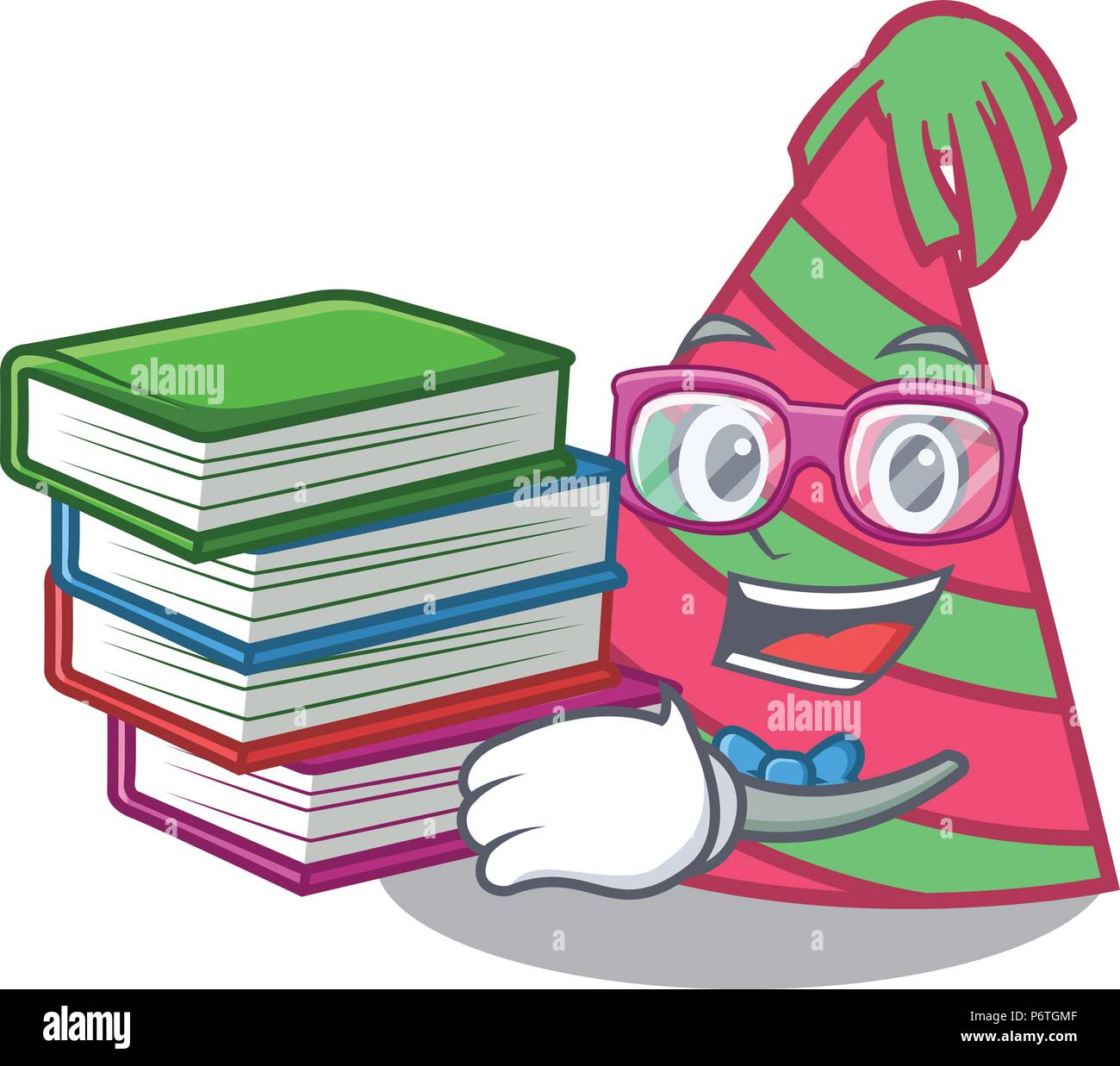 Student with book party hat mascot cartoon Stock Vector Image & Art - Alamy