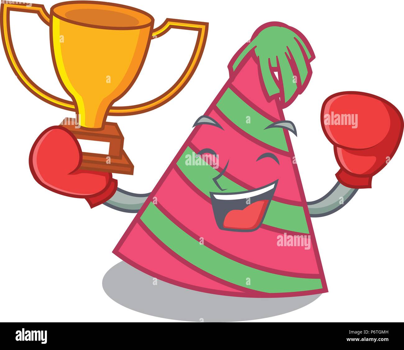 Boxing winner party hat mascot cartoon Stock Vector Image & Art - Alamy