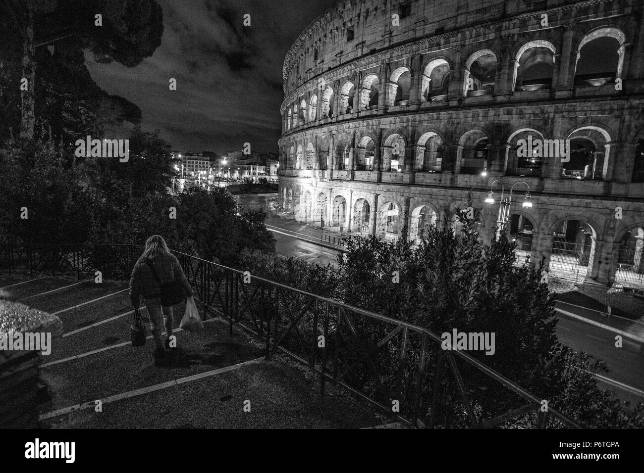Rome colosseum night Black and White Stock Photos & Images - Alamy