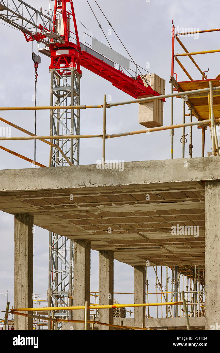 Building under construction. Crane machinery structure. Industry ...