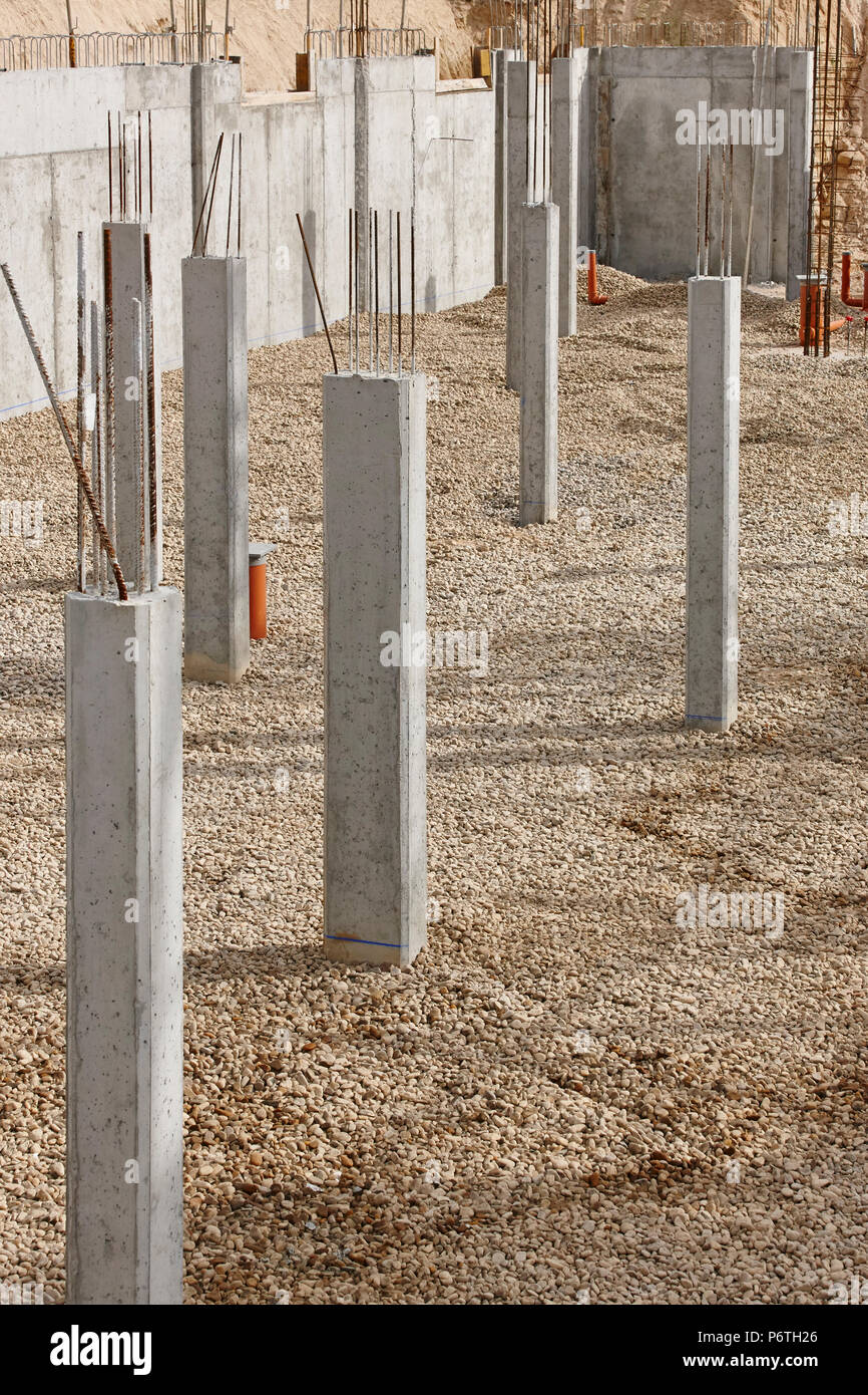 Building structure under construction. Concrete columns. Architecture ...