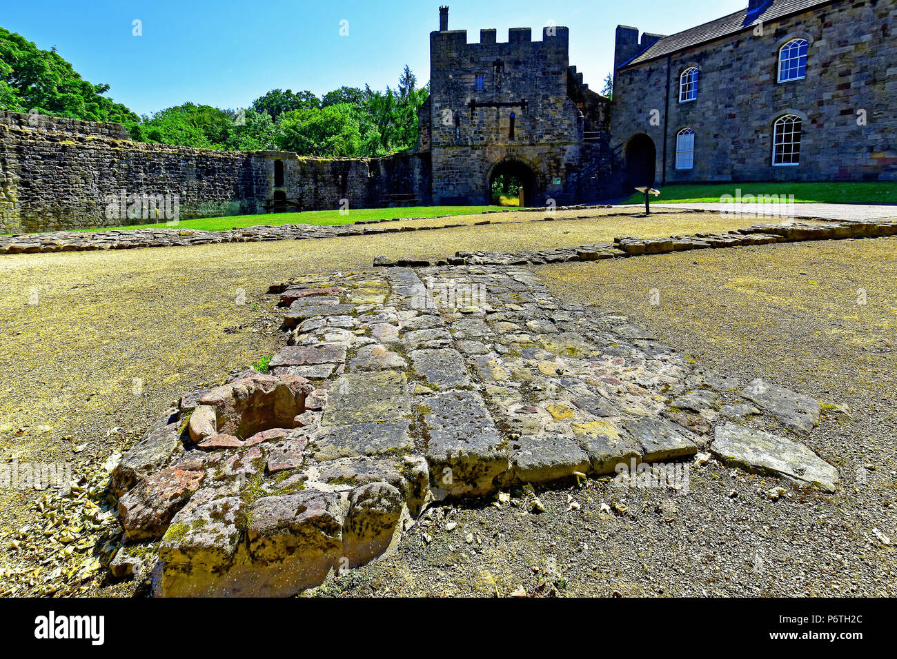 Prudhoe Castle Northumberland the Outer Bailey Gatehouse and well Stock ...